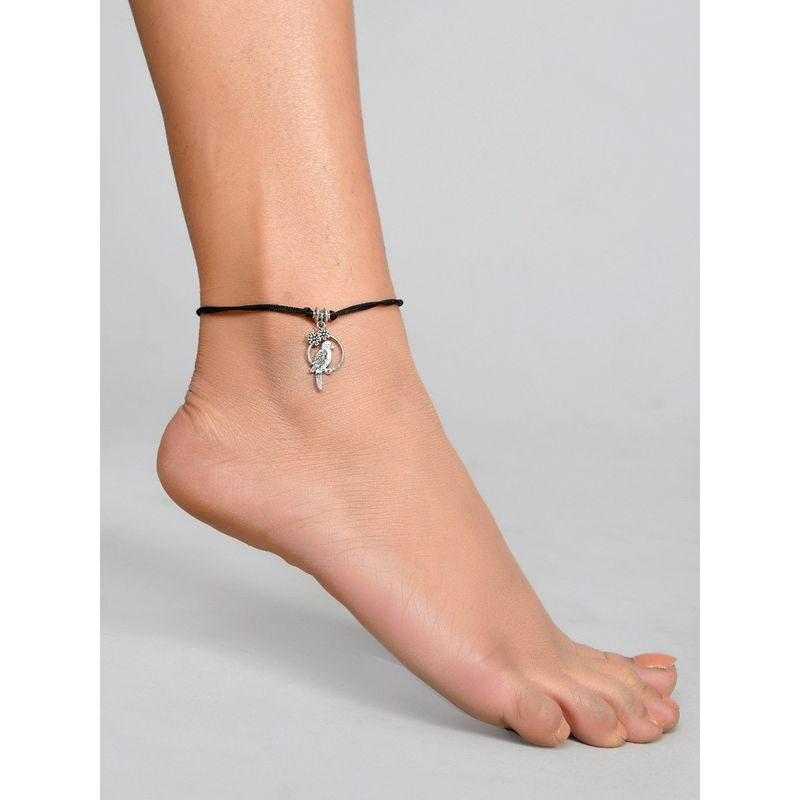 Buy Silvermerc Designs Free Bird Black Thread Anklet Online