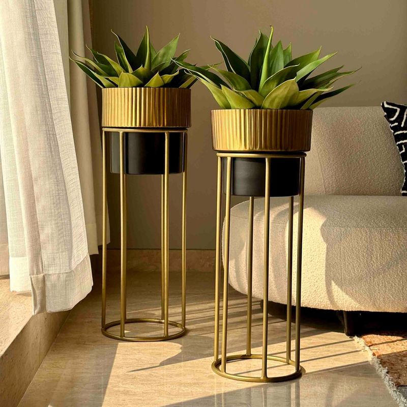 Buy Mason Home Brooklyn Fluted Black Planter (Set Of 2) Online