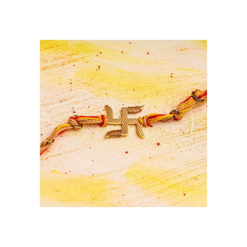 Suhani Pittie Swastika Rakhi with Multi-Color Thread & Gold Links (22k ...