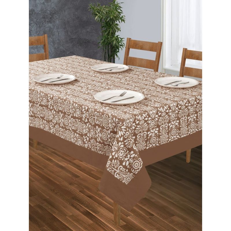 Buy SHADES OF LIFE Beige Floral Print With Plain Border Center Table ...