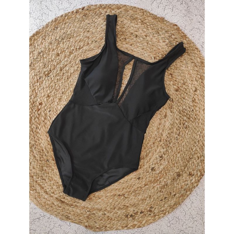 Buy Addery Black Monokini With Mesh Details Sleek And Elegant Swimwear ...