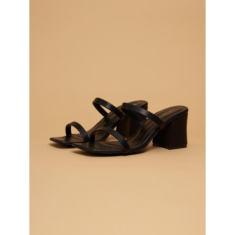 Buy Eridani Aster Wide Block Black Heels Online