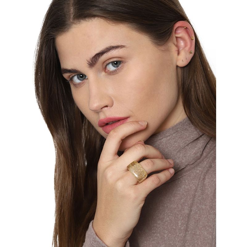 Buy Forever 21 Gold printed Resin Ring Online