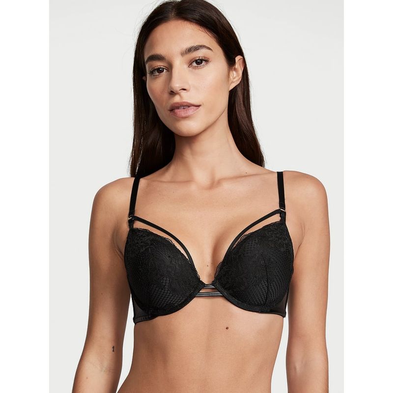 Buy Victoria's Secret Black Very Sexy Faux Leather Fishnet Push-Up Bra (38D) Online