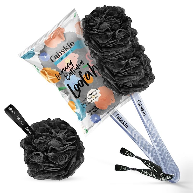 Buy Fabskin Loofah Duo Pack- Bath Brush With Long Handle & Round Loofah ...