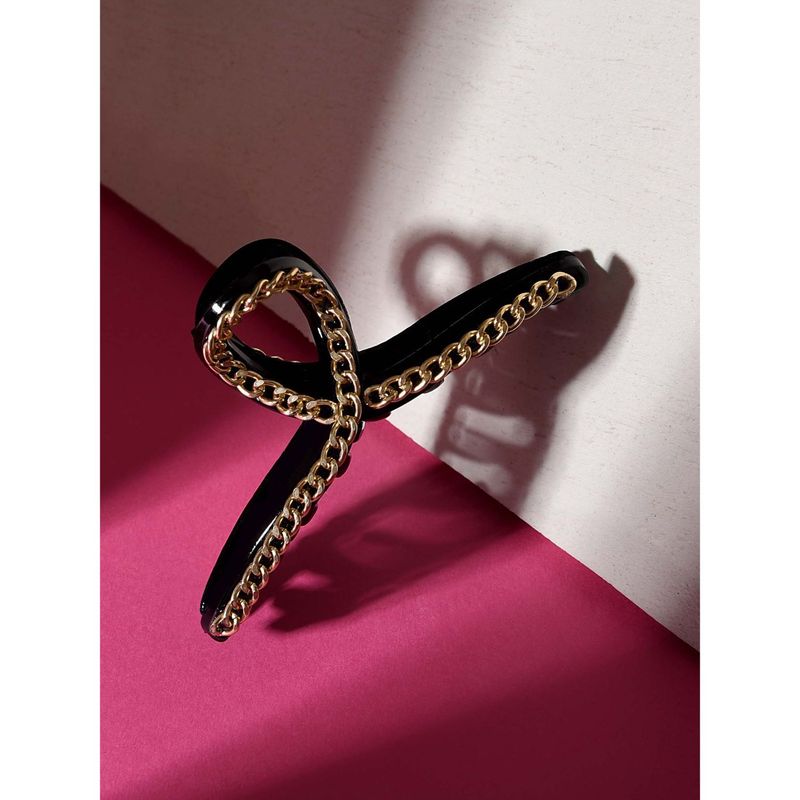Buy Toniq Black Gold Plated Linked Design Bold Casual Hair Claw Clips ...