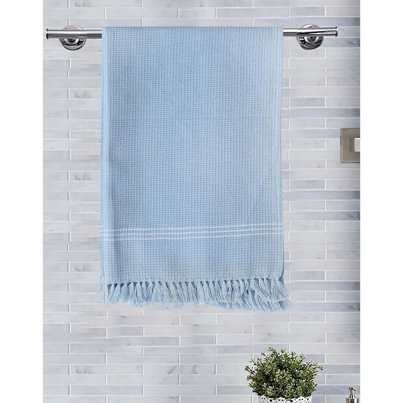 Buy Fabindia Blue Fab Essentials Cotton Honeycomb Bath Towel Set Of 2 ...
