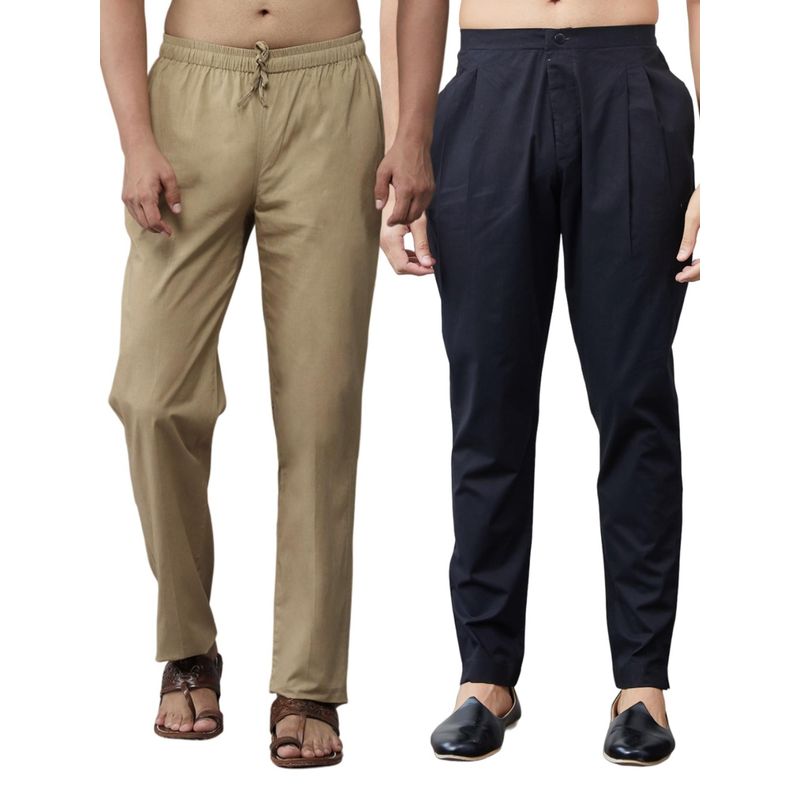 Buy See Designs Men Black and Brown Cotton Solid Combo Pajama (Pack of ...