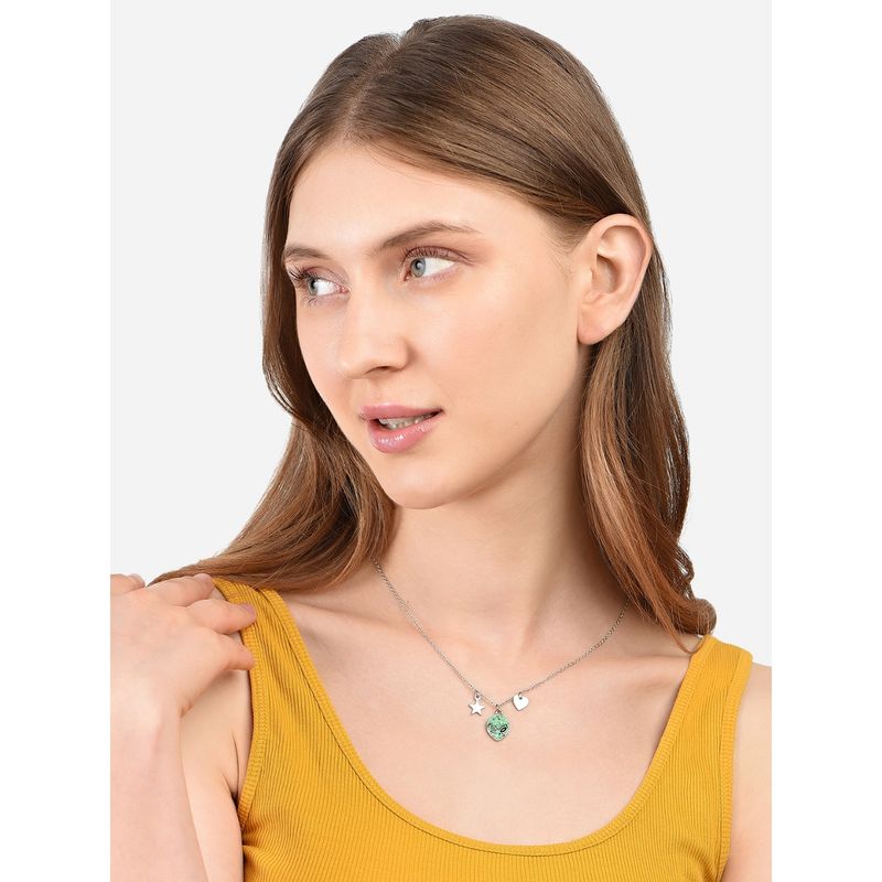 Buy Lilly & Sparkle Galactic Glitter Silver Chain with Green Alien ...