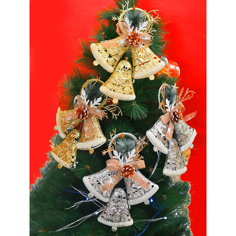 Buy Tayhaa Gold & Silver Whimsical Hanging Half Jingle Bells (Pack Of 4 ...