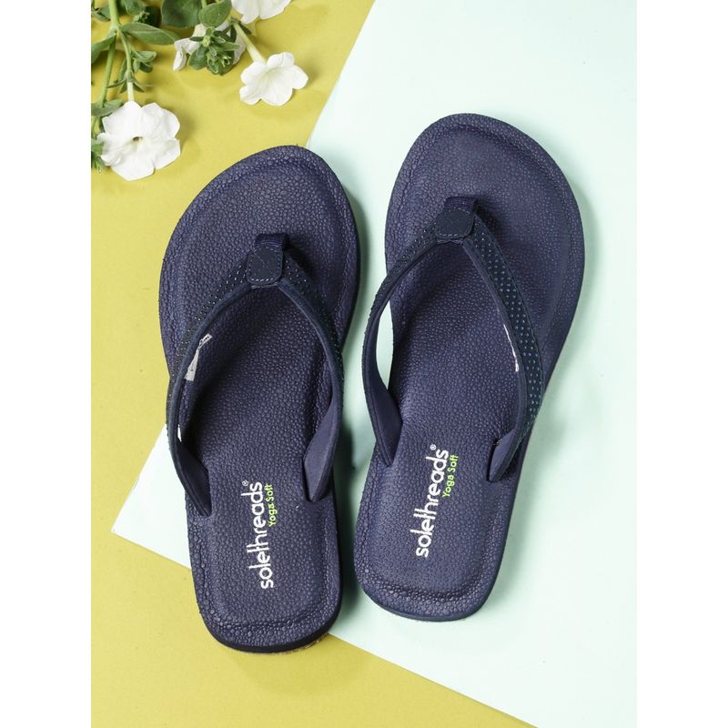 Buy SOLETHREADS Yoga V Shape Navy Solid Women Flats Online