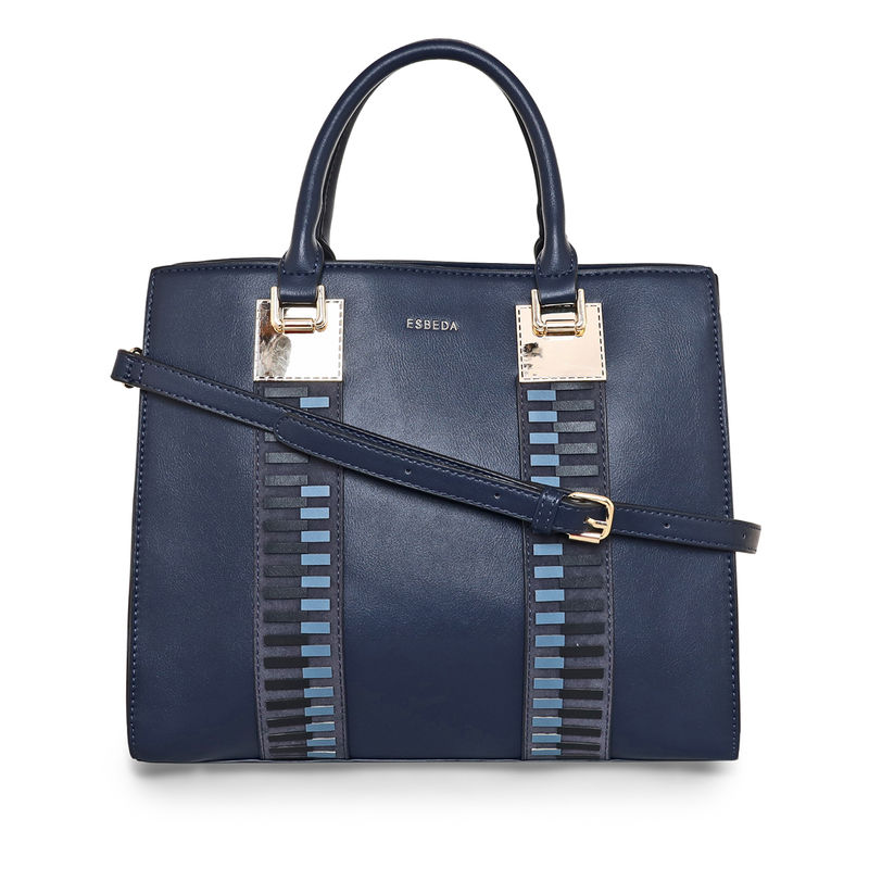 Buy ESBEDA Navy Blue Color Engraved Top Handle Handbag For Women (M) Online