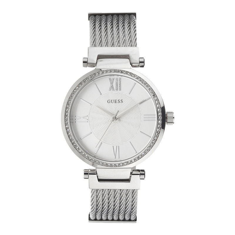 Buy Guess W0638L1 Round Silver Dial Analog Watch Online