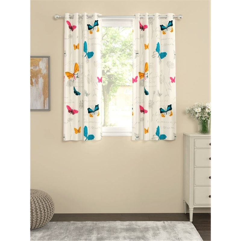 Urban Space Cotton Window Curtains 5 Ft with Eyelets and TieBack 2 ...