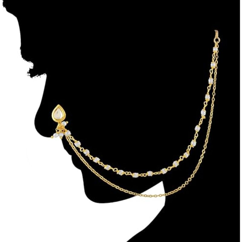 Buy Accessher Kundan Nose pins, Clip On Nose Ring Small Nath Kundan for ...