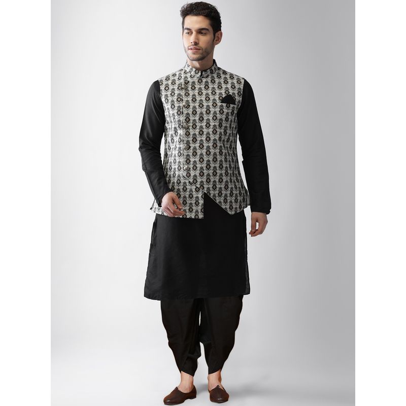 Buy KISAH Mens Grey Kurta Jacket Dhoti Pants (Set of 3) Online