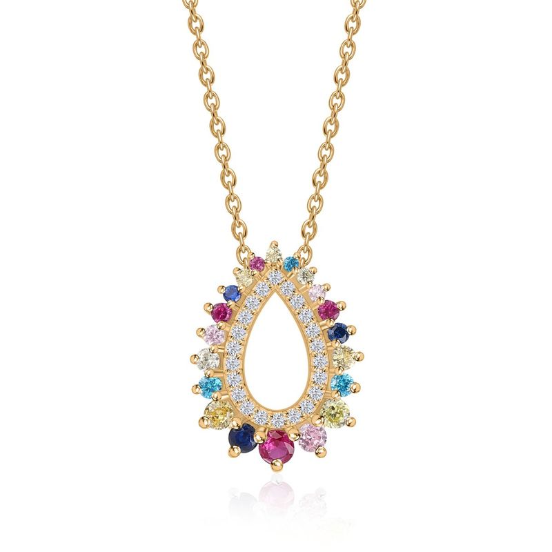Buy 925 Silver 18K Gold Plated Multi Stone Pops Pendant with Chain for ...