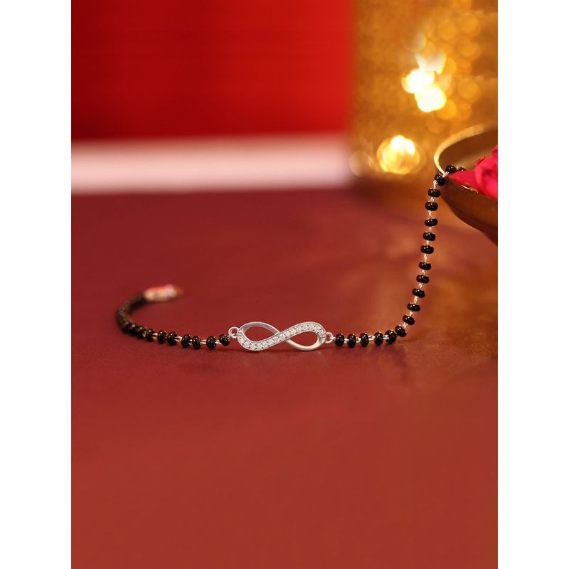 Buy 925 Silver American Diamond Infinity Mangalsutra Bracelet for Women ...