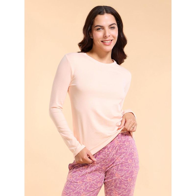 Buy Enamor E057 Essentials Cotton Long Sleeve Crew T-Shirt Peach Online