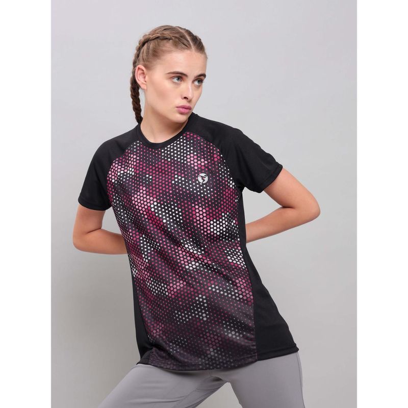 Buy Technosport Black Printed Slim Fit T-Shirt Online