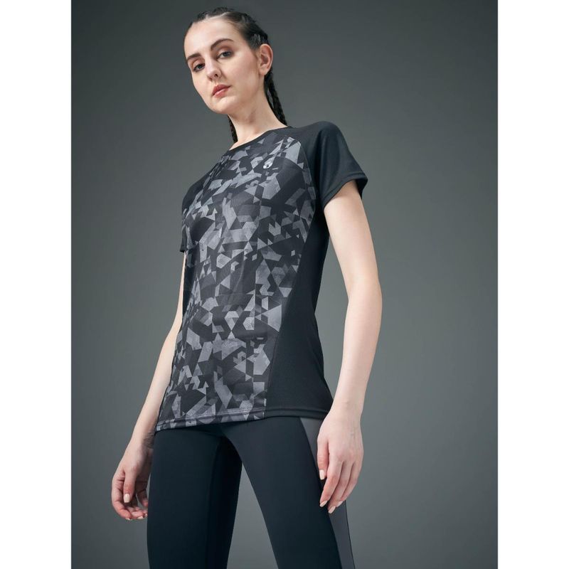 Buy Technosport Black Printed Slim Fit T-Shirt Online