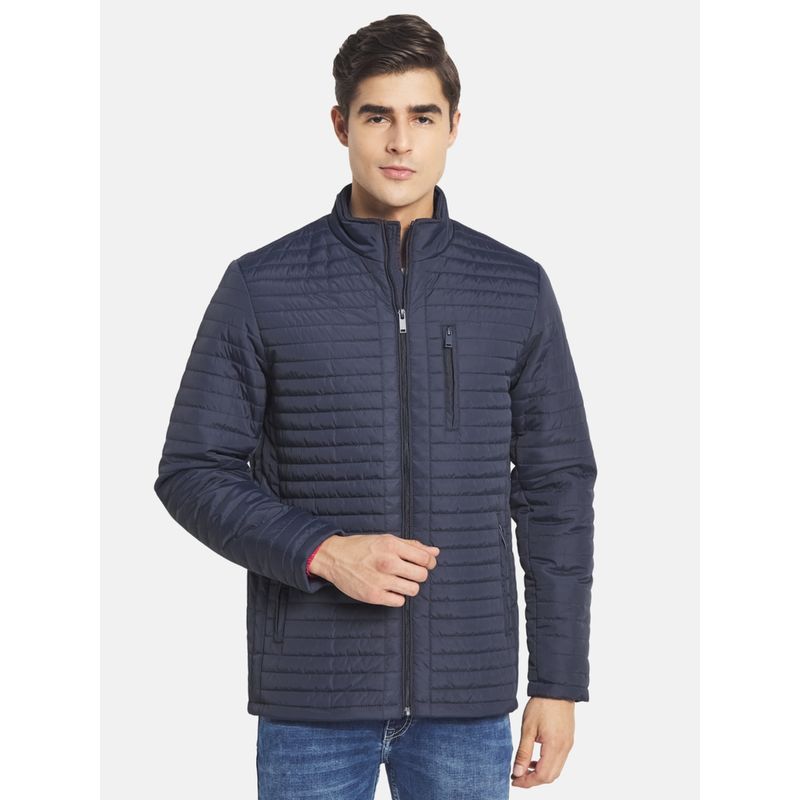 Buy METTLE Men Navy Blue Padded Jacket Online