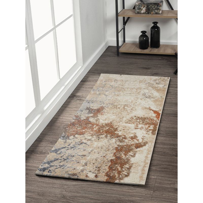 Buy OBSESSIONS Anti-Static Abstract Polypropylene Floor Runner, Rust and Beige Online