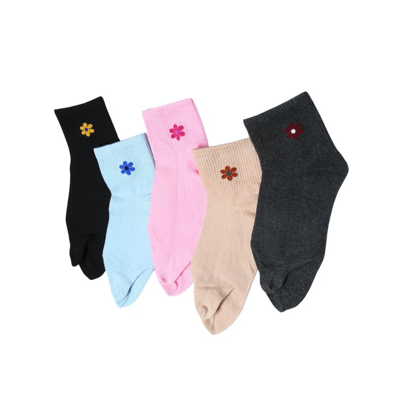 Buy NEXT2SKIN Women's Cotton Ankle Flower Pattern Thumb Socks -Multi ...