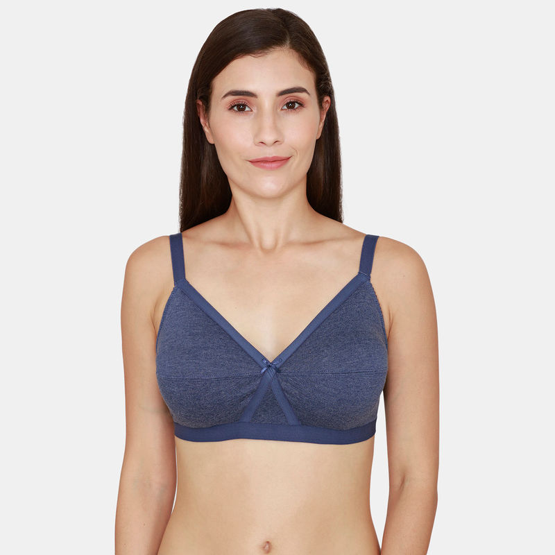 Buy Rosaline Everyday Double Layered Non Wired Medium Coverage Super Support Bra - Blue Depth Online