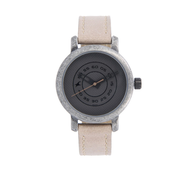 Buy Fastrack Grey Dial Beige Leather Strap Watch Online