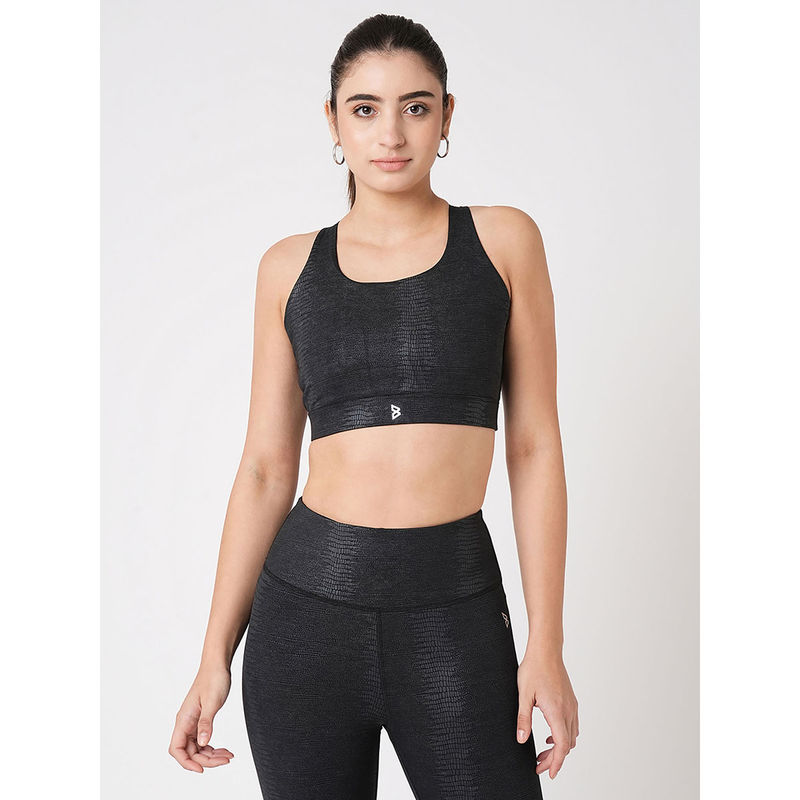 Buy BODD ACTIVE Meet Me In Manhattan Black Metallic Sports Bra Online