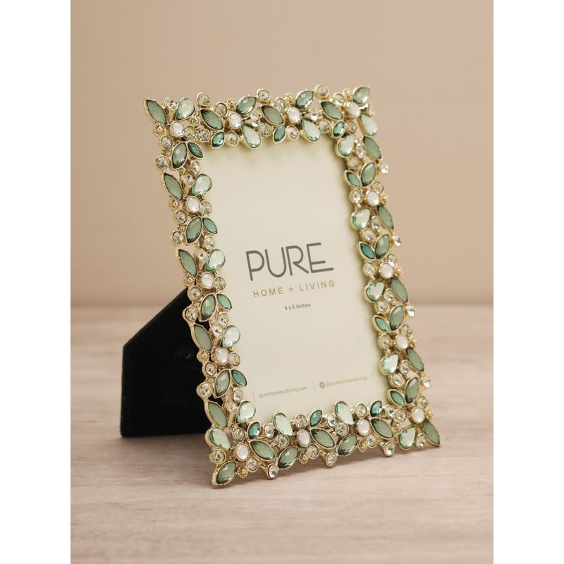 Buy Pure Home + Living Green And Gold Stone Embellished Metal Photo ...