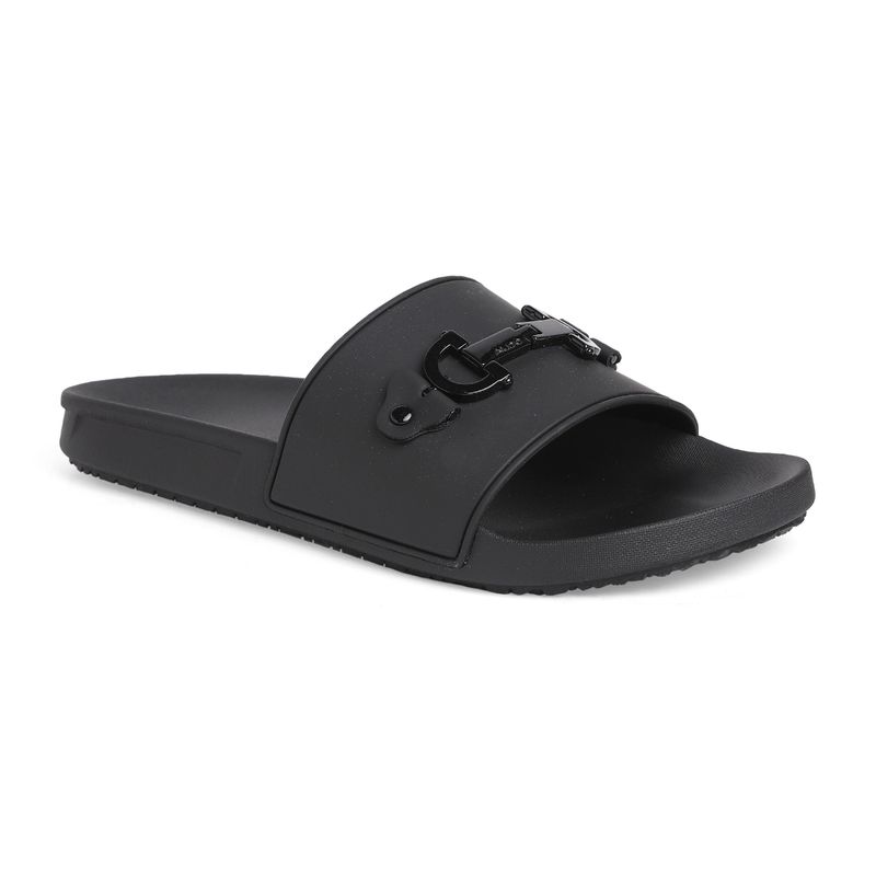 Buy Aldo Loungeslide Synthetic Black Solid Slides Online