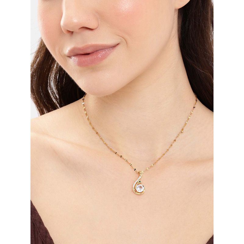 Buy Carlton London Gold Plated White CZ Solitaire Necklace Online