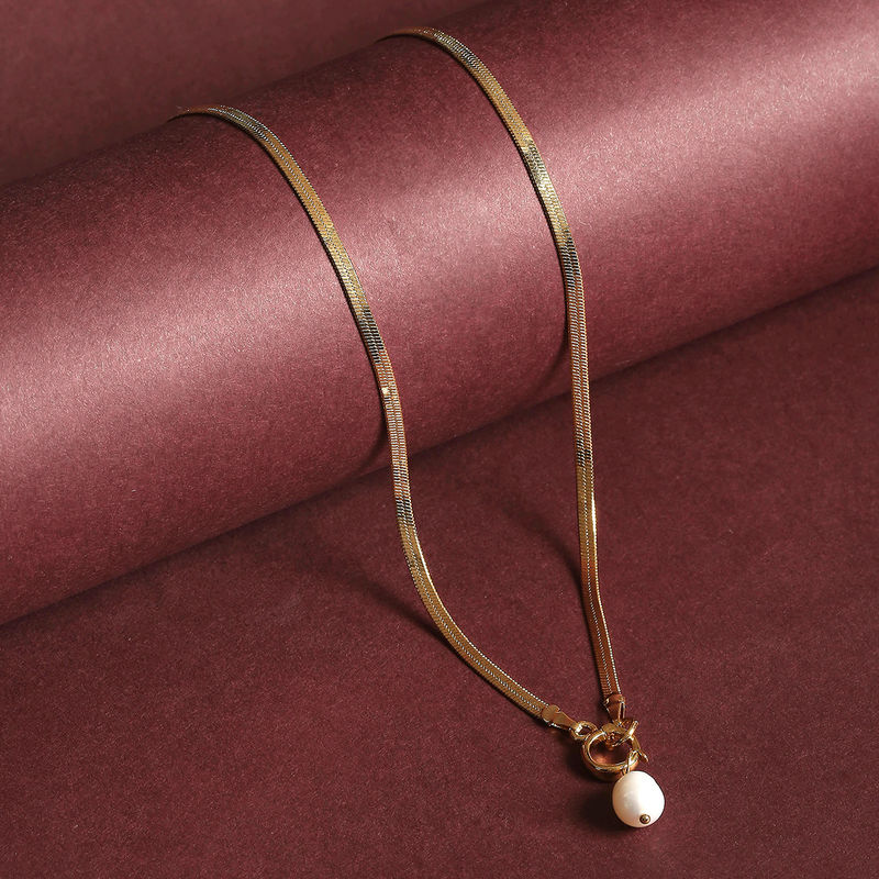 Buy Accessorize London Real Gold Plated Pearl Z Herringbone Chain Pearl ...