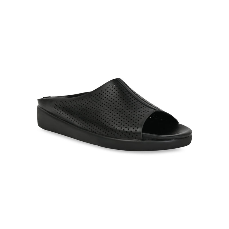Buy ROCIA By Regal Black Women Casual Laser Cut Slip On Sliders Online