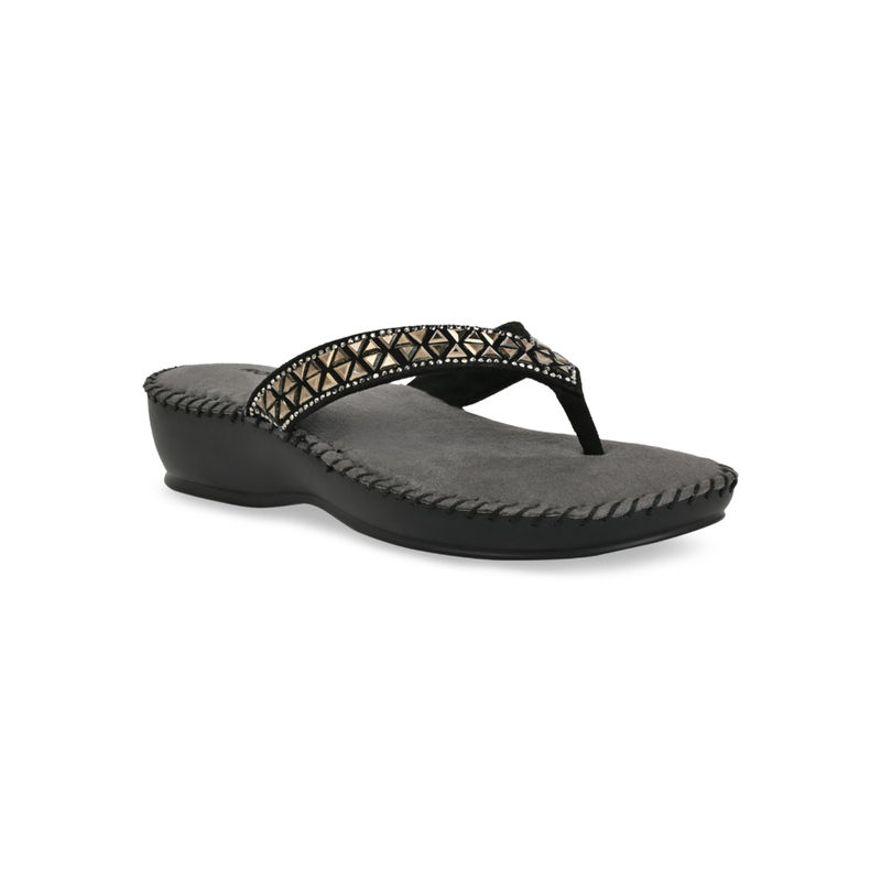 Buy ROCIA By Regal Black Women Comfort Diamond Sandals Online