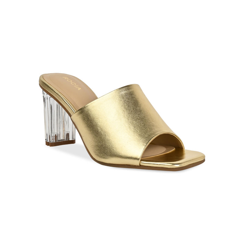 Buy ROCIA By Regal Gold Women High Acrylic Heels Online