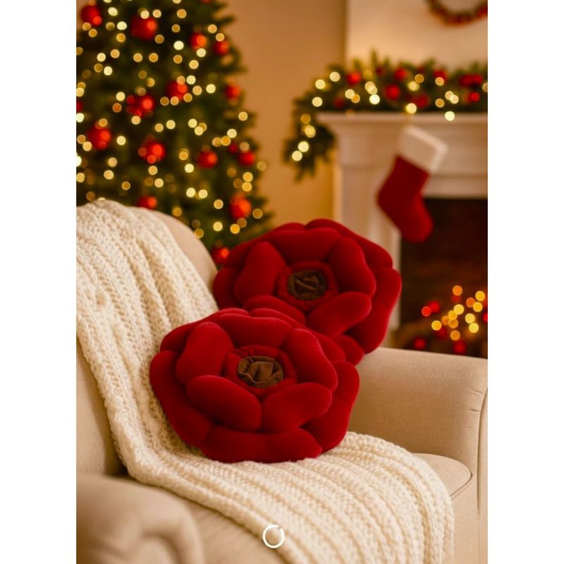 Buy BAJO'S Red Rose Decorative Cushions (Pack of 2) Online
