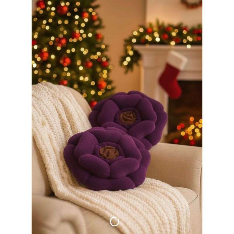 Buy BAJO'S Purple Rose Decorative Cushions (Pack of 2) Online