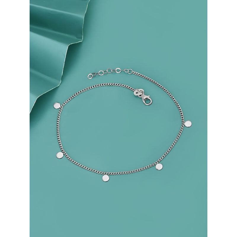Buy Carlton London Rhodium Plated Minimal Silver Anklet with Tiny Discs ...