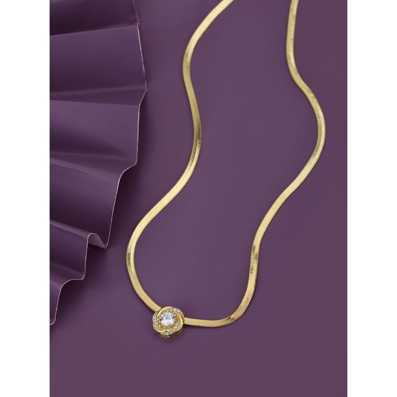 Buy Carlton London 18Kt Gold Plated Classic Solitaire Pendant with ...