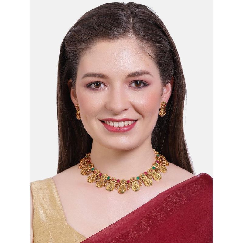 Buy GRIIHAM Gold Plated Special Laxmi Coin Necklace Set Online