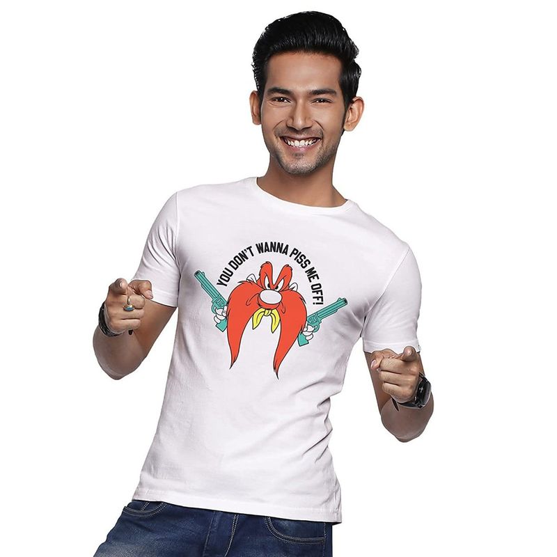 Buy The Souled Store Men Official Looney Tunes Yosemite Sam White T ...