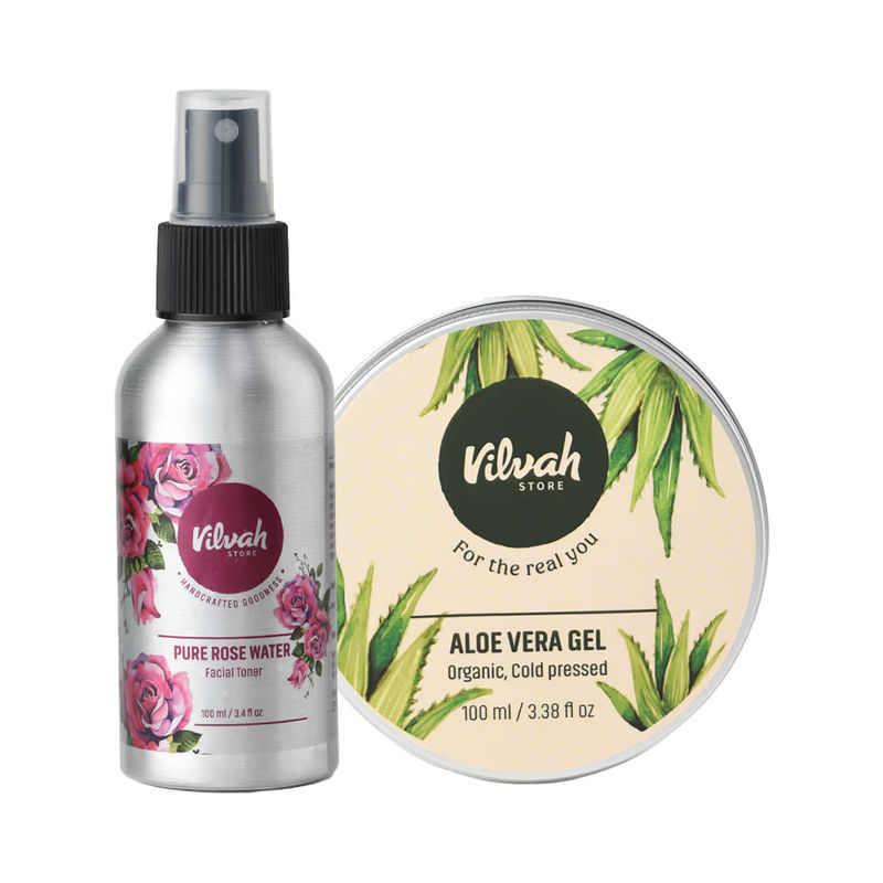 Buy Vilvah Store Sensitive Skin Combo With Aloe Vera Gel And Rosewater ...