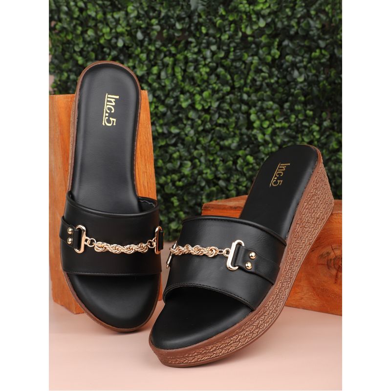 Buy Inc.5 Black Casual Wedge Sandals Online