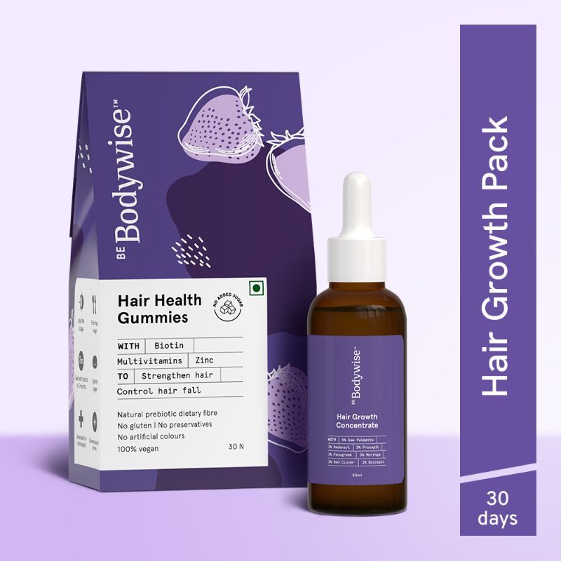 Buy Be Bodywise Healthy & Nourished Hair Kit - Biotin Hair Gummies & 3% ...