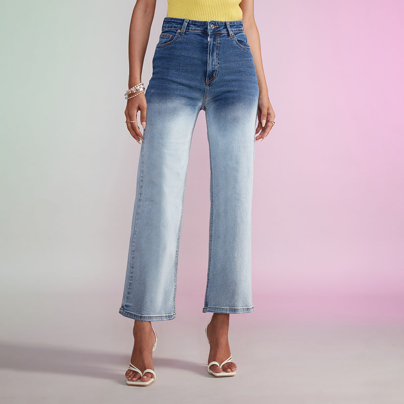 MIXT by Nykaa Fashion Blue Gradient Straight Fit Jeans: Buy MIXT by ...