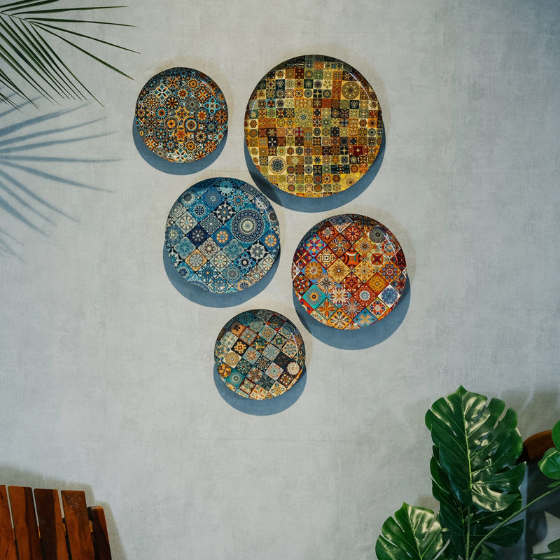 Buy ARTCREST Mystic Turkish Wall Plates Metal Wall Art Decor (Pack of 5 ...
