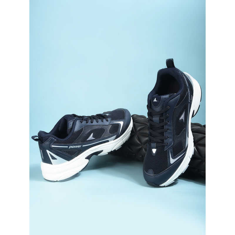 Buy Power Men Sports Round Toe Walking Shoes Navy Blue Online